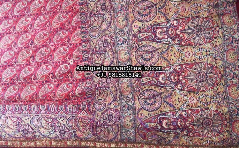 (73) Antique Durukha Pallowdar Jamawar Shawl - AntiqueJamawarShawls.com